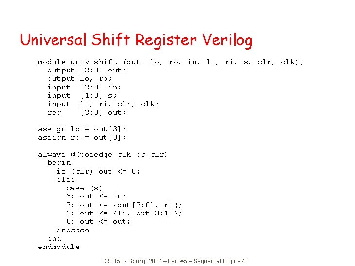 Sequential Logic z Sequential Circuits y Simple circuits