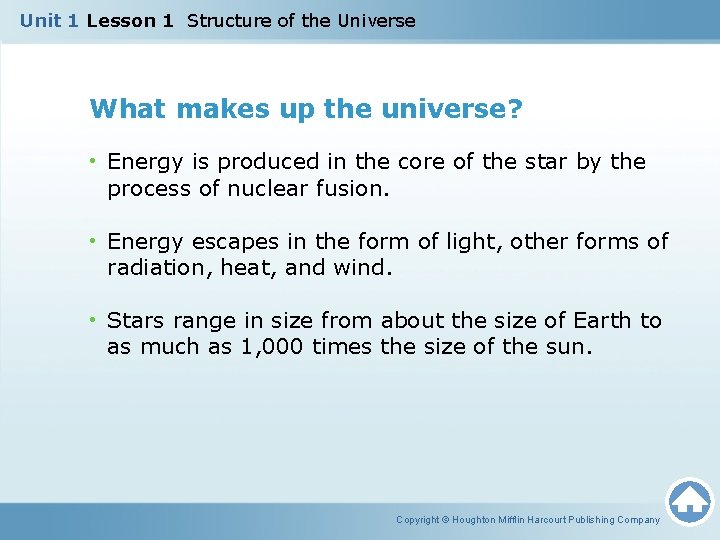 Unit 1 Lesson 1 Structure of the Universe
