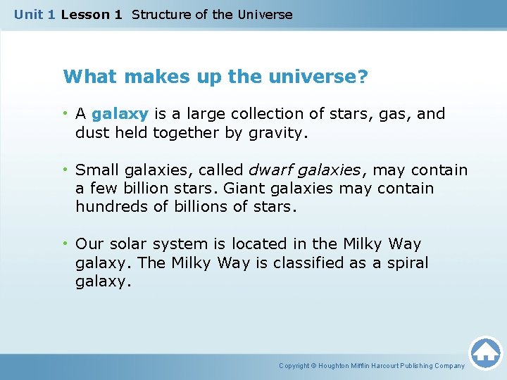 Unit 1 Lesson 1 Structure of the Universe