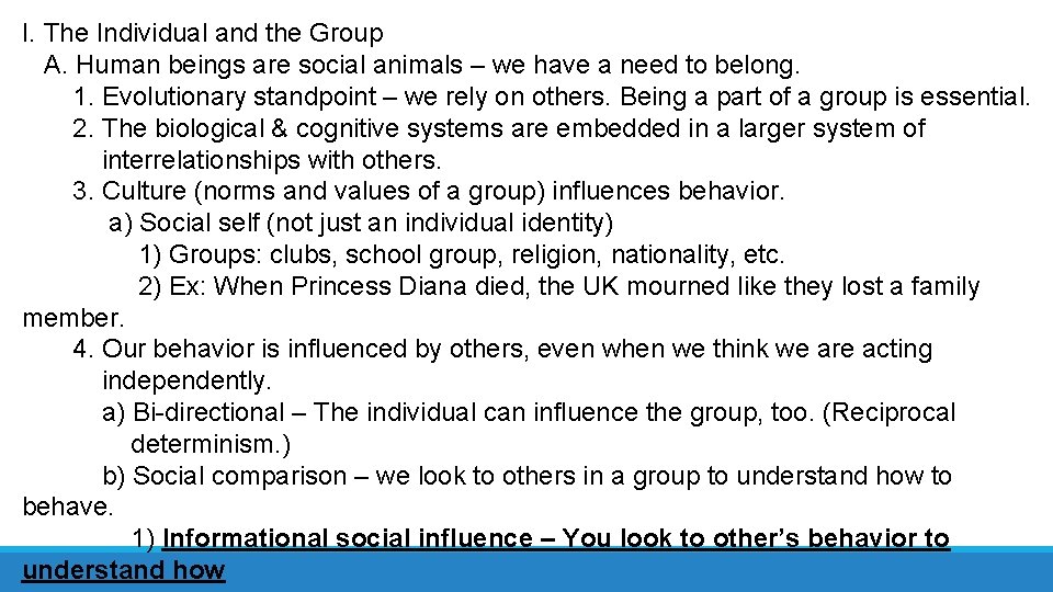 I The Individual and the Group A Human