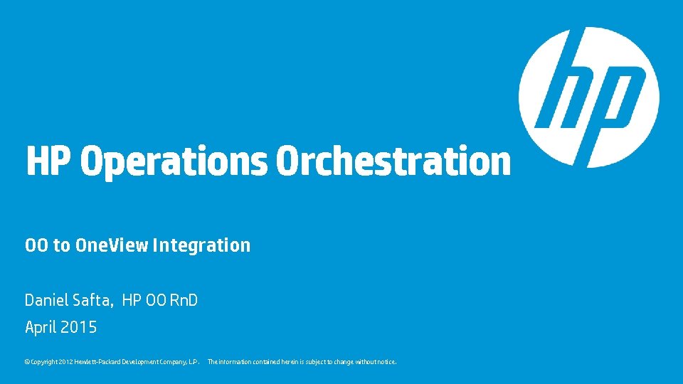 HP Operations Orchestration OO to One View Integration