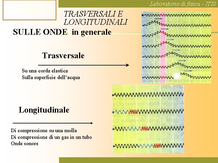 Lezioni sulle ONDE Laboratorio di fisica ITIS Lezioni