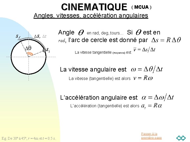 CINEMATIQUE Mouvements une dimension MRUA Mouvement Rectiligne Uniformment