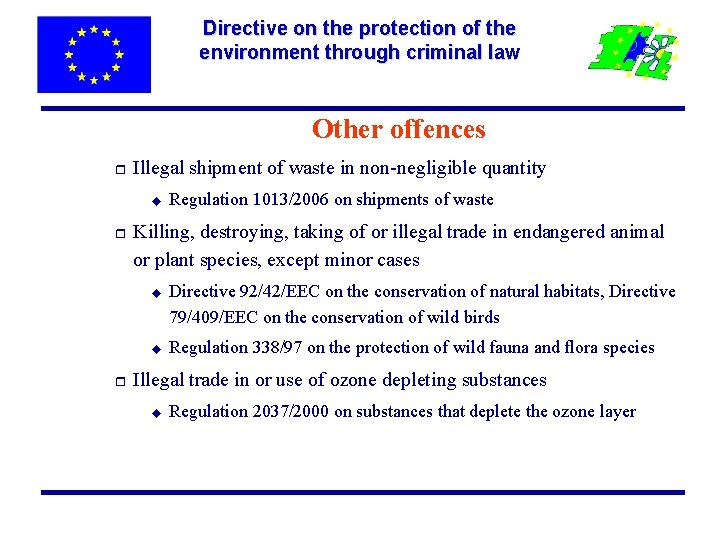 Directive 200899EC on the protection of the environment