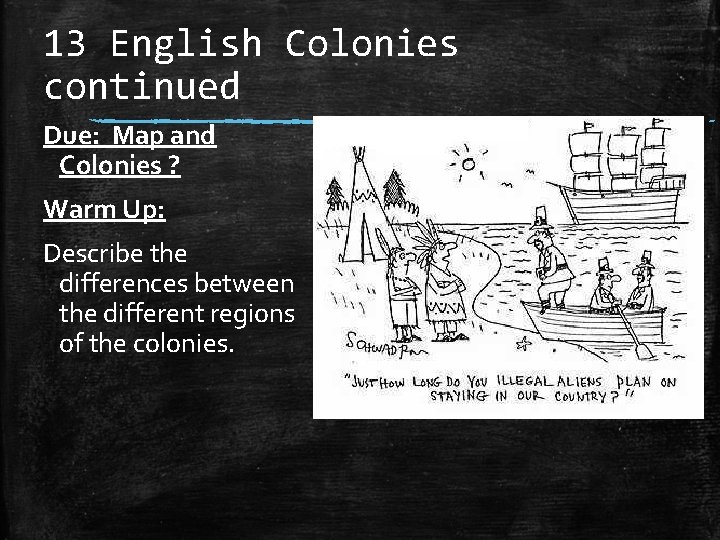 13 English Colonies Warm Up Compare and contrast