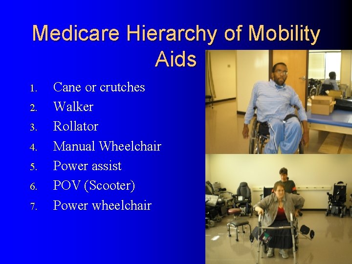 Power Wheelchairs 101 Objectives Identify components of a