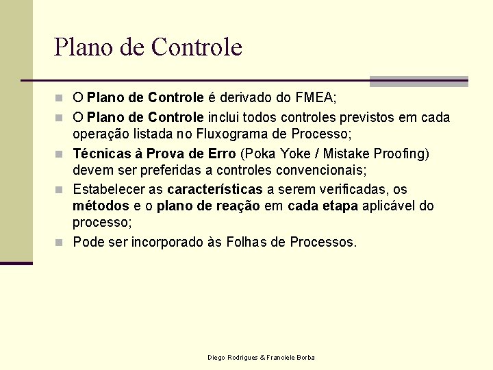 Controle de Processo Plano de Controle Estatstico de