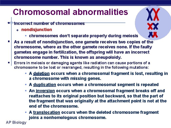 Errors of Meiosis Chromosomal Abnormalities AP Biology 2006
