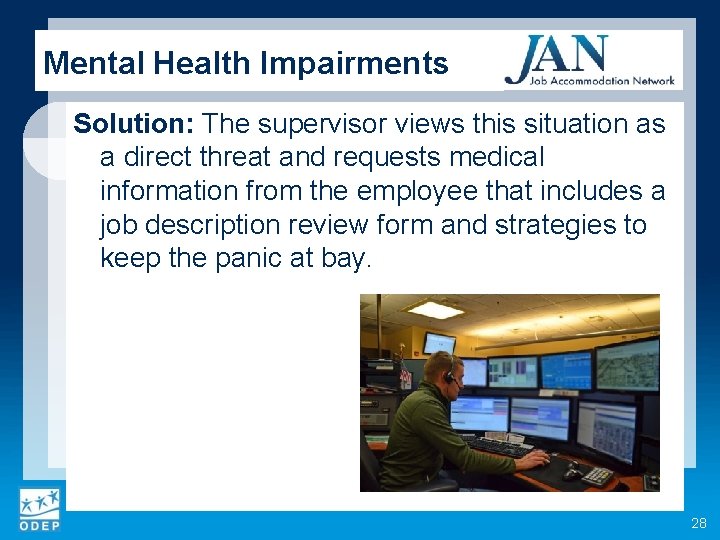 Ask JAN Mental Health Impairments in the Workplace