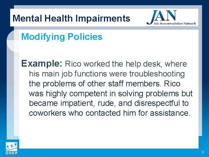 Ask JAN Mental Health Impairments in the Workplace