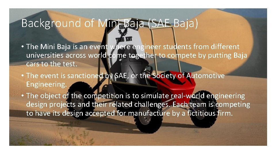 Mini Baja Suspension Design ET 493 Senior Design