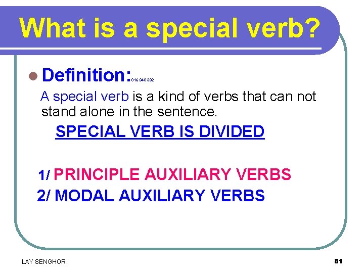 PARTS OF SPEECH TAUGHT BY PROFESSOR OF ENGLISH