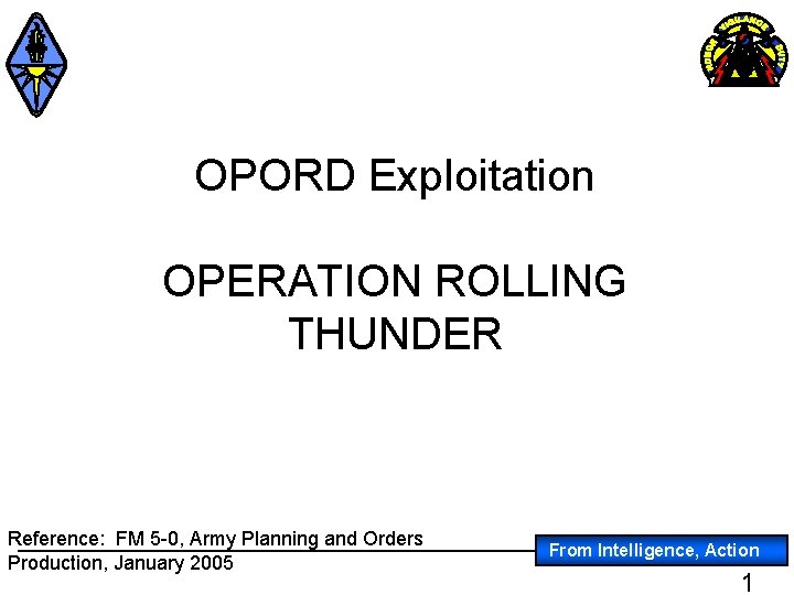 OPORD Exploitation OPERATION ROLLING THUNDER Reference FM 5
