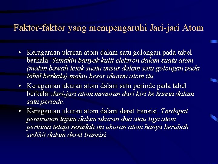 SIFAT SIFAT ATOM DAN TABEL BERKALA Hukum Berkala