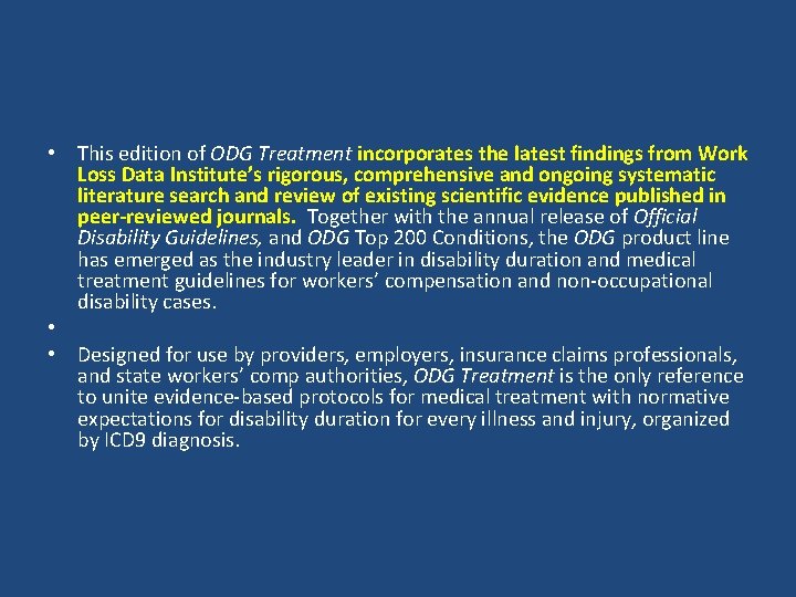 OFFICIAL DISABILITY GUIDELINES VS CURRENT ORTHOPAEDIC LITERATURE Preston