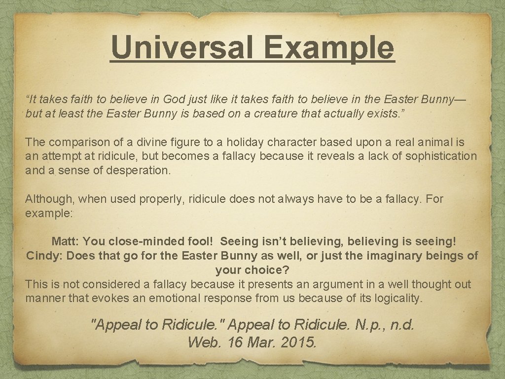 Appeal to Ridicule By Dakota Hunt Definition Ridicule