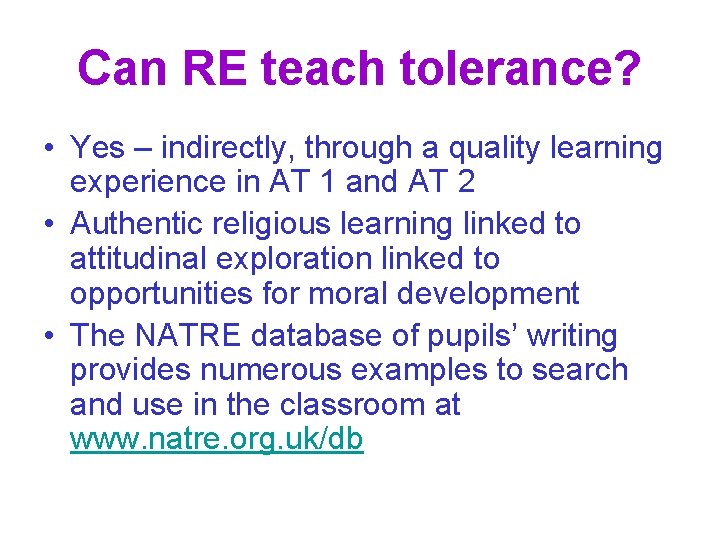 Inspiring RE teaching tolerance and respect This copyright