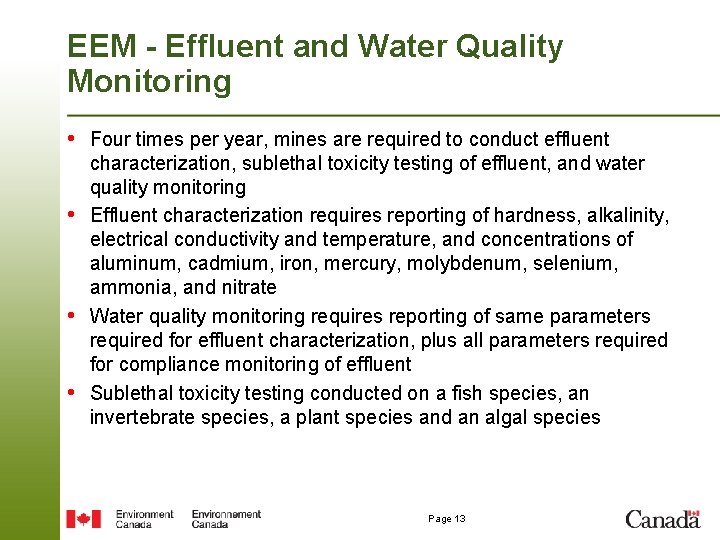 Overview of the Metal Mining Effluent Regulations June
