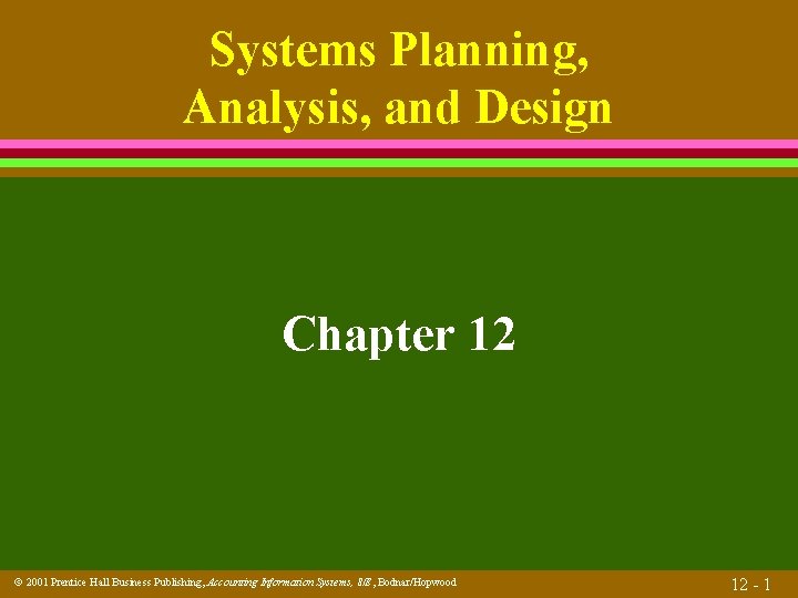Systems Planning Analysis and Design Chapter 12 2001