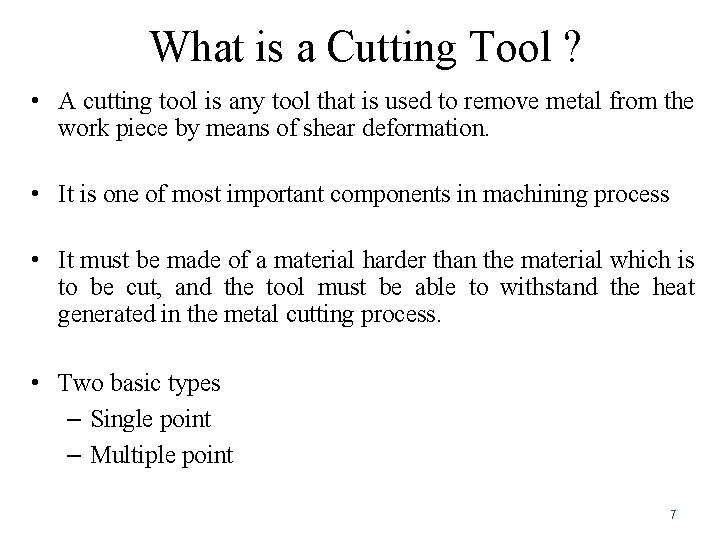 Unit 1 Theory of Metal Cutting Metal Cutting
