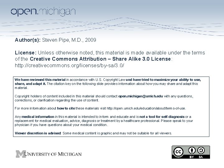 Authors Steven Pipe M D 2009 License Unless