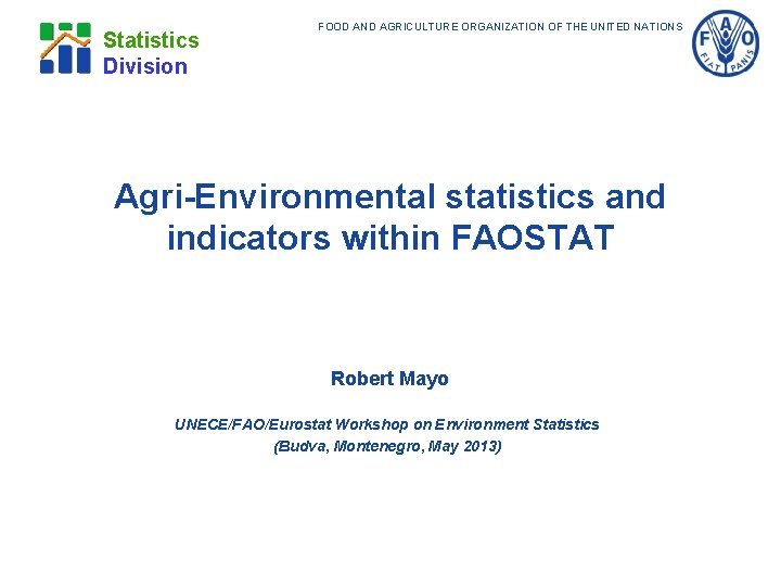Statistics Division FOOD AND AGRICULTURE ORGANIZATION OF THE