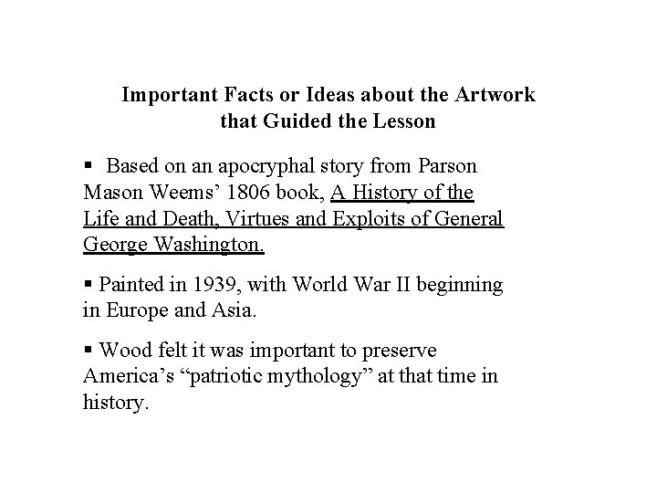 Grant Wood American 1891 1942 Parson Weems Fable