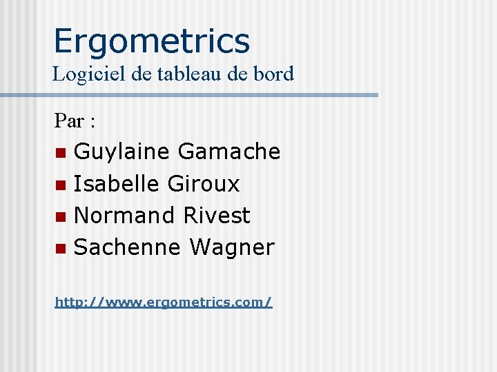 Ergometrics Logiciel de tableau de bord Par n