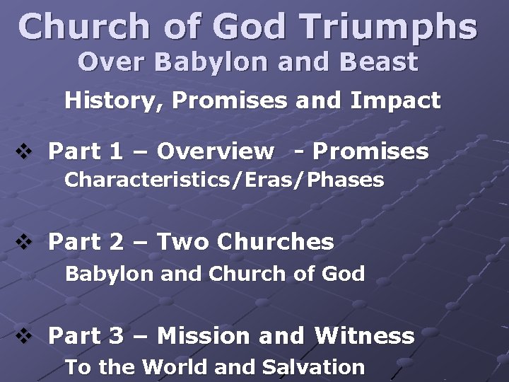 Church of God Triumphs Over Babylon and Beast