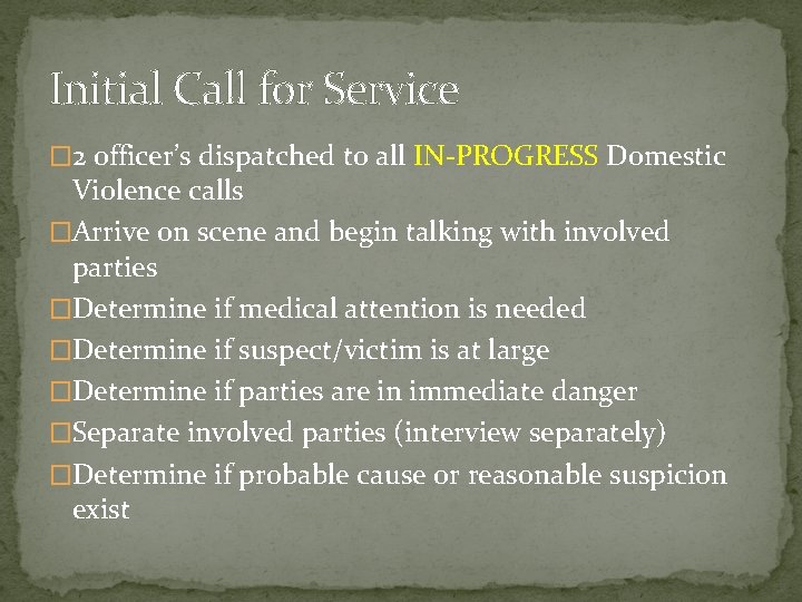 Law Enforcement Response to Domestic Violence Detective Mark