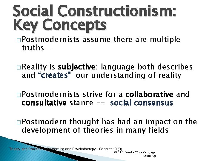 Chapter 13 Postmodern Approaches 2013 BrooksCole Cengage Learning