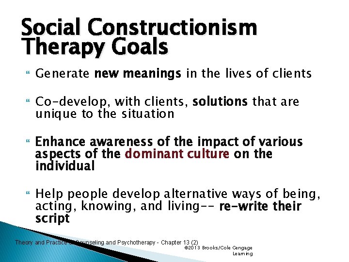 Chapter 13 Postmodern Approaches 2013 BrooksCole Cengage Learning