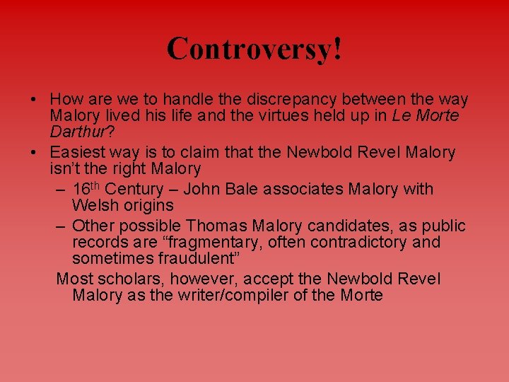 Biography of Sir Thomas Malory of Newbold Revel