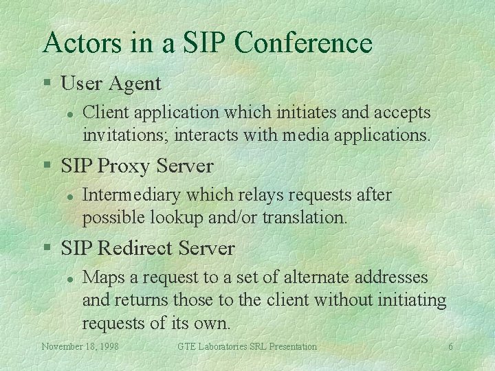 An Introduction to SIP Moshe Sambol Services Research