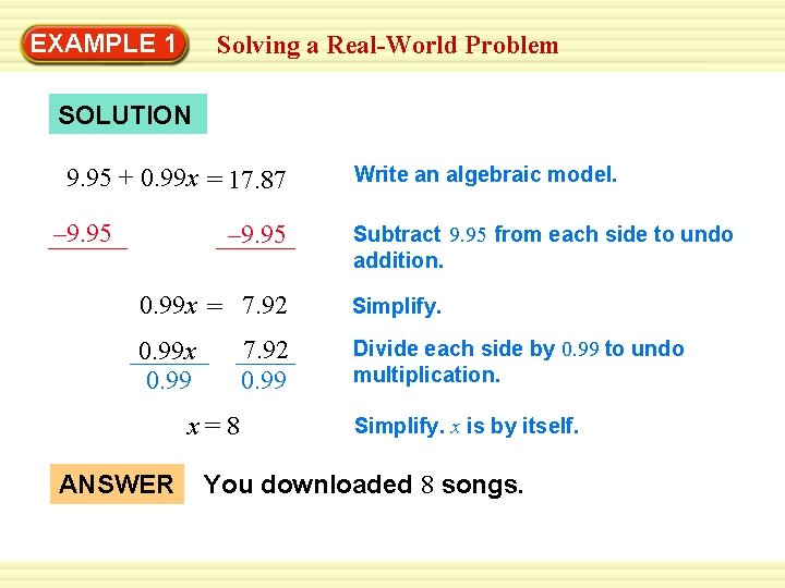 EXAMPLE 1 Solving a RealWorld Problem Music Club