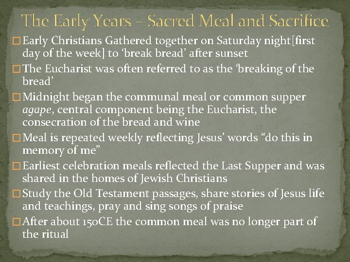 The History of the Eucharist 2000 Years of