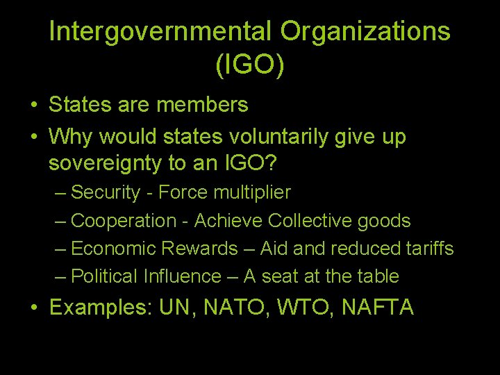 Unit 7 NonState Actors Structured Anarchy Review State