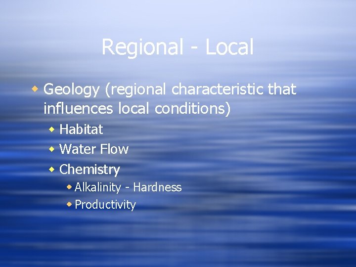 Zoogeography of Fishes Zoogeography of Fishes w Patterns