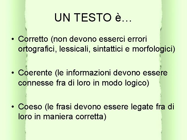 COSE UN TESTO I VARI TIPI DI TESTI