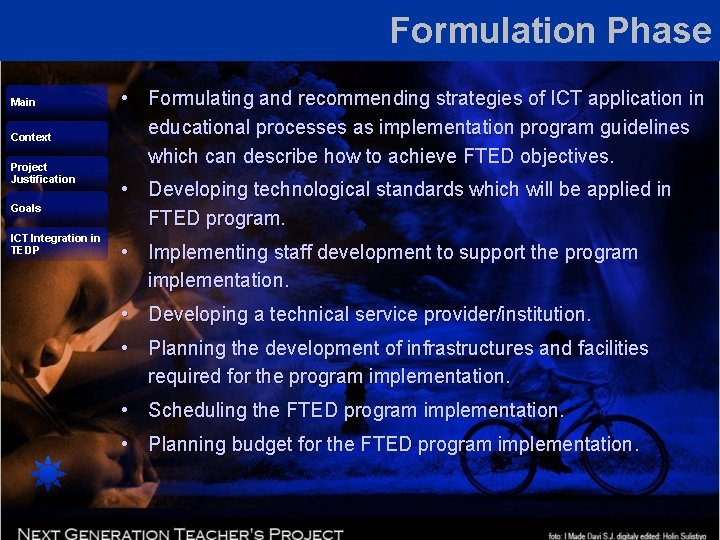 Main Context Project Justification Goals ICT Integration in