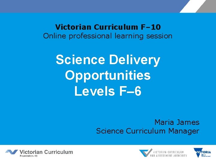 Victorian Curriculum F 10 Online professional learning session