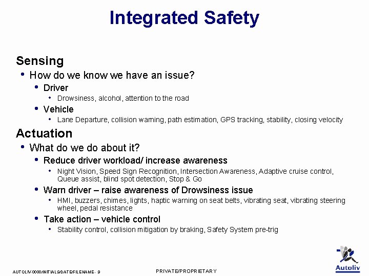 Autoliv Integrated Safety Drowsy Drivers The Worldwide leader