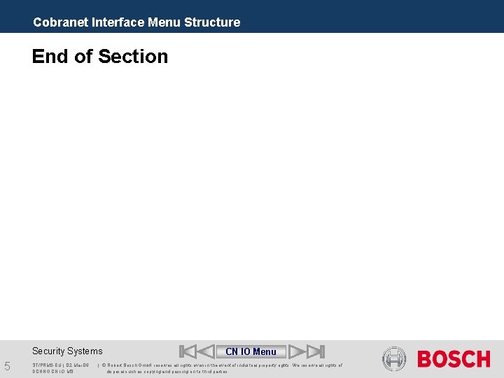 Cobranet Interface Menu Structure Main 0 Fault Status