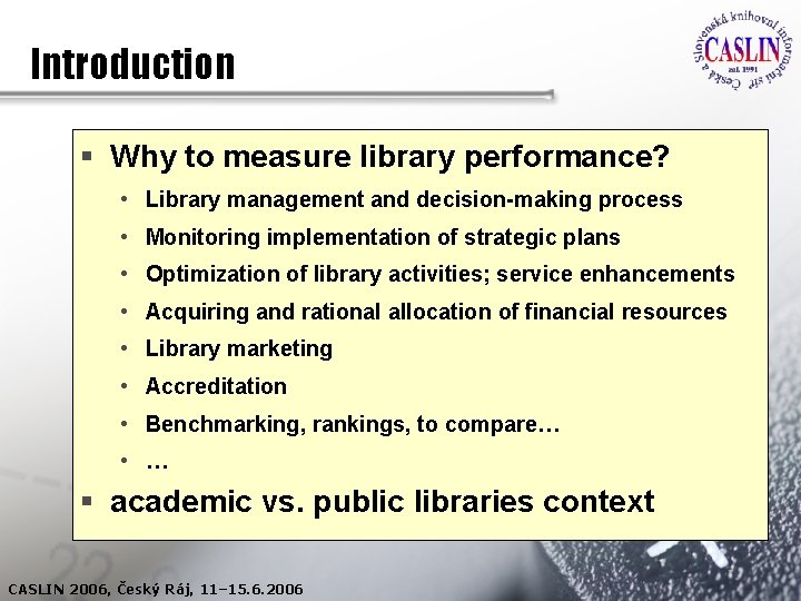 Library Performance Indicators Does it really make sense