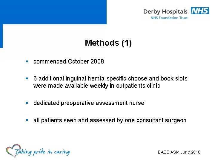 Improving an inguinal hernia service How simple measures