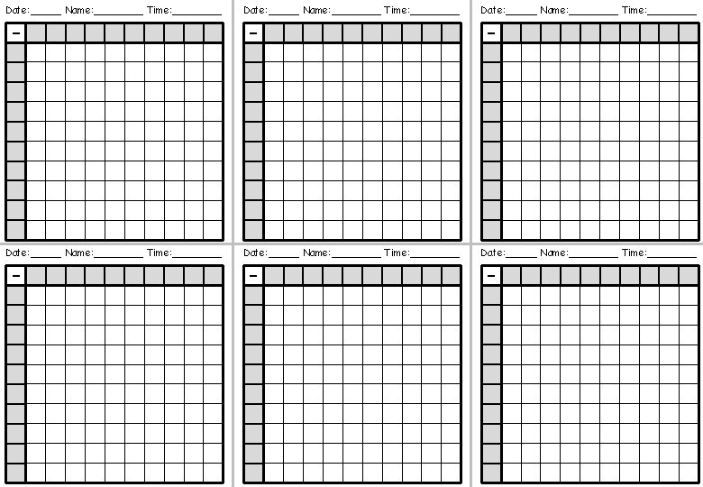 Subtraction Boxes These handouts can be used with
