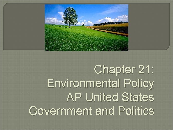Chapter 21 Environmental Policy AP United States Government