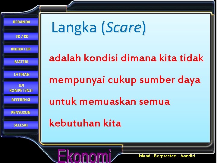 BERANDA SK KD INDIKATOR MATERI LATIHAN UJI KOMPETENSI