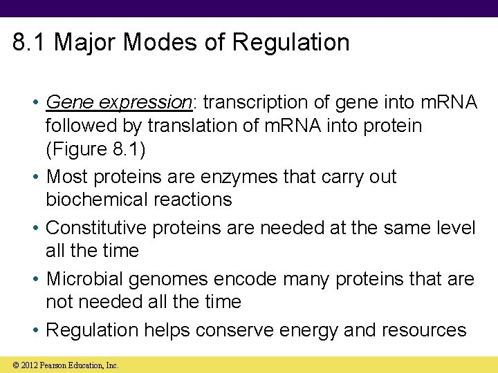 8 1 Major Modes of Regulation Gene expression