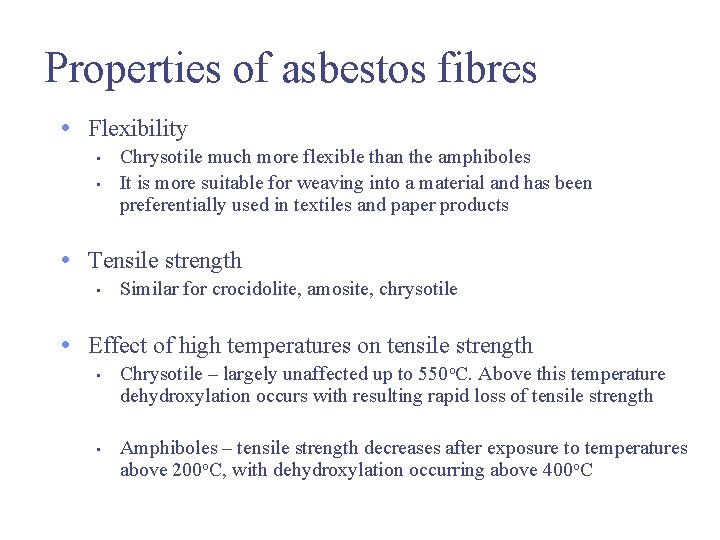 W 504 Asbestos types and properties Asbestos what
